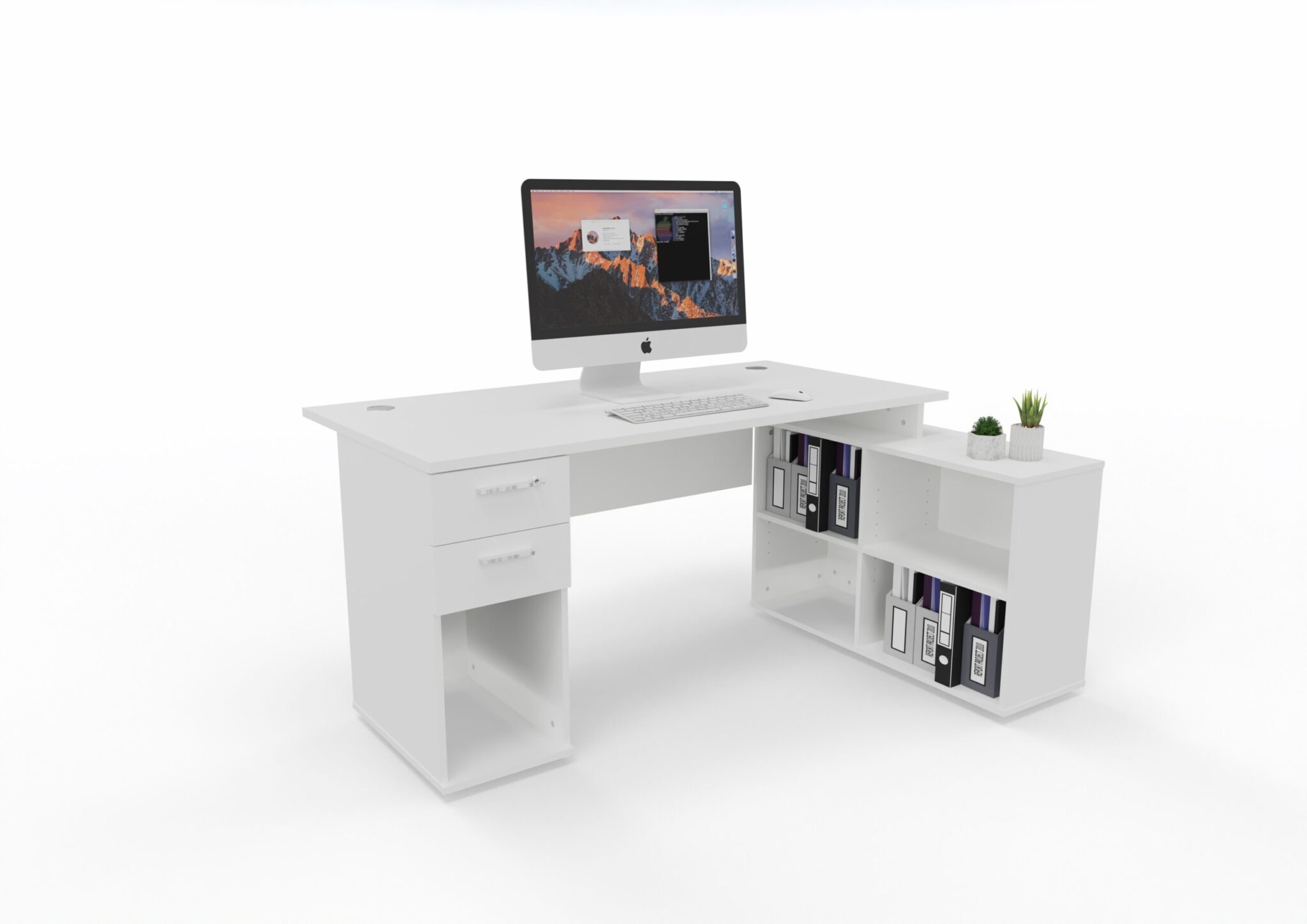 Platinum Mini L-Combo Desk – Diamond Office